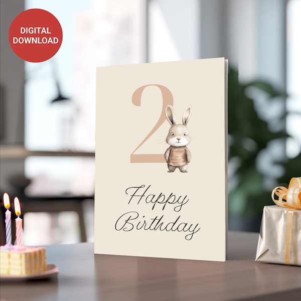 Printable 2 Year Old Birthday Card - Etsy
