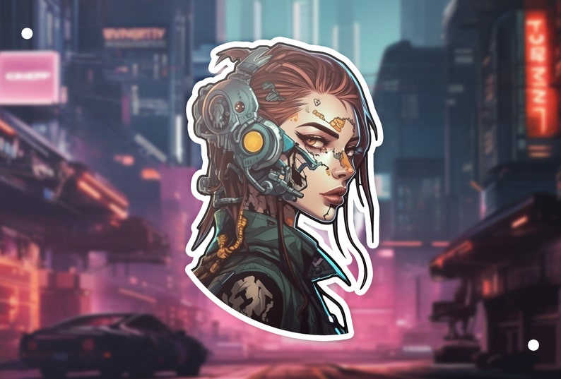 Cyberpunk Sticker - Cyberpunk Woman - Etsy