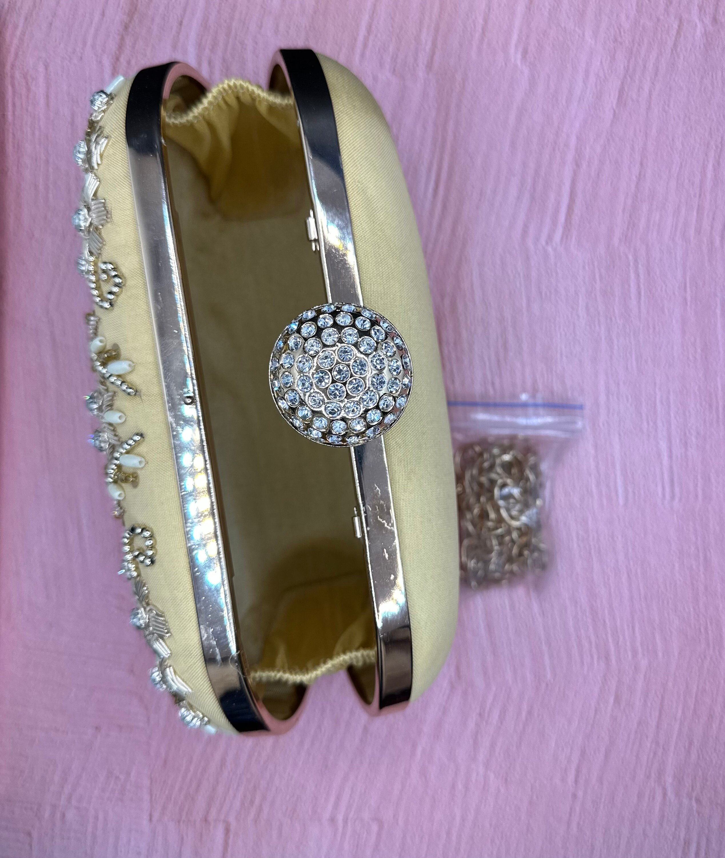 Oval Embellished Bridal Clutch Purse With Handwork Elegant Evening Bag ...