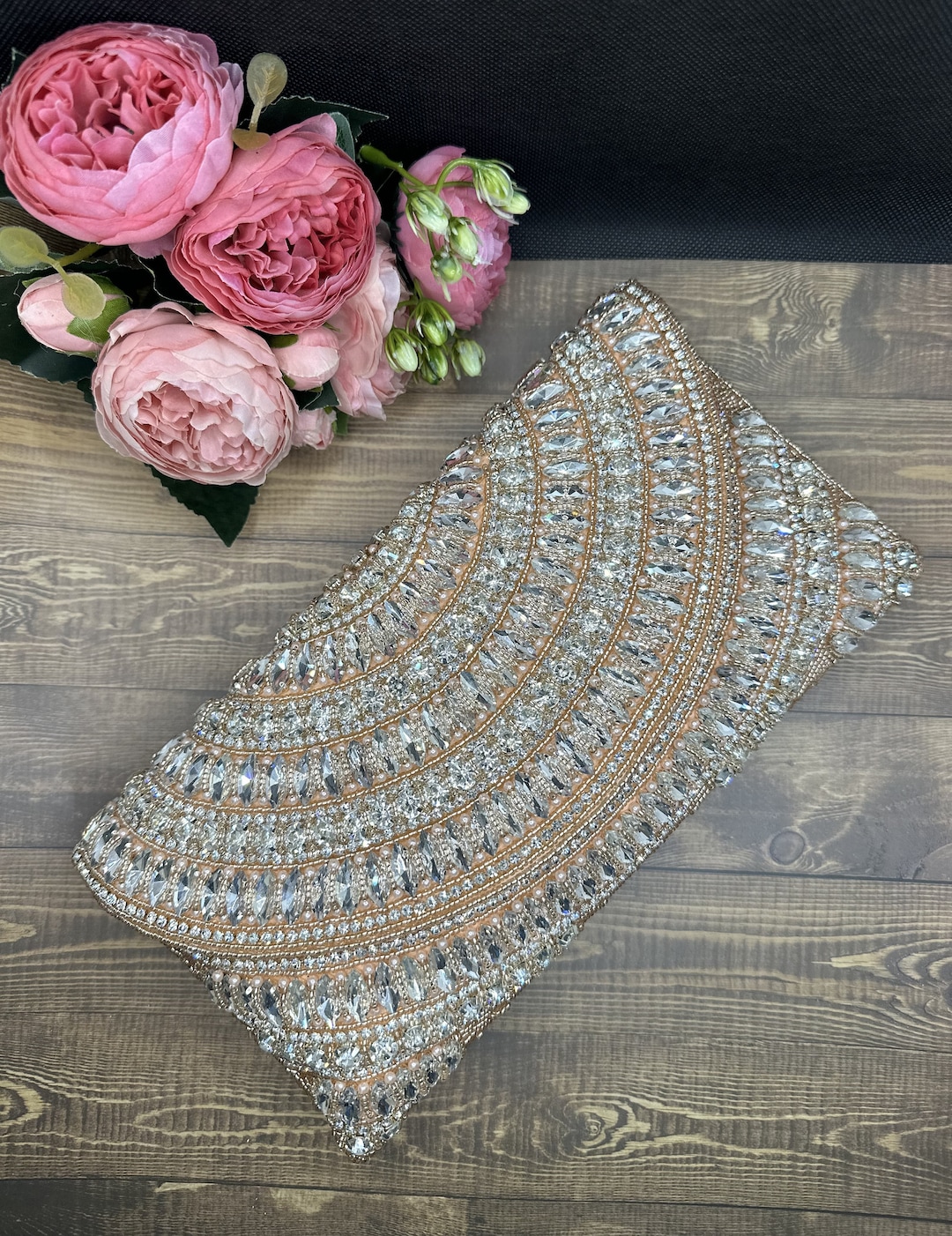 Crystal Embellished Evening Bag | Handmade Crystal Bridal Wristlet ...