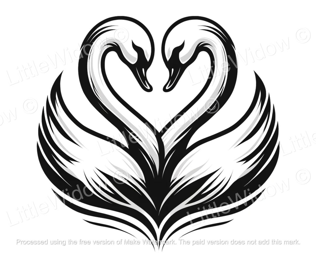 Elegant Swan Pair in Heart Shape - Svg, Png, Eps, Dxf, Pdf File ...