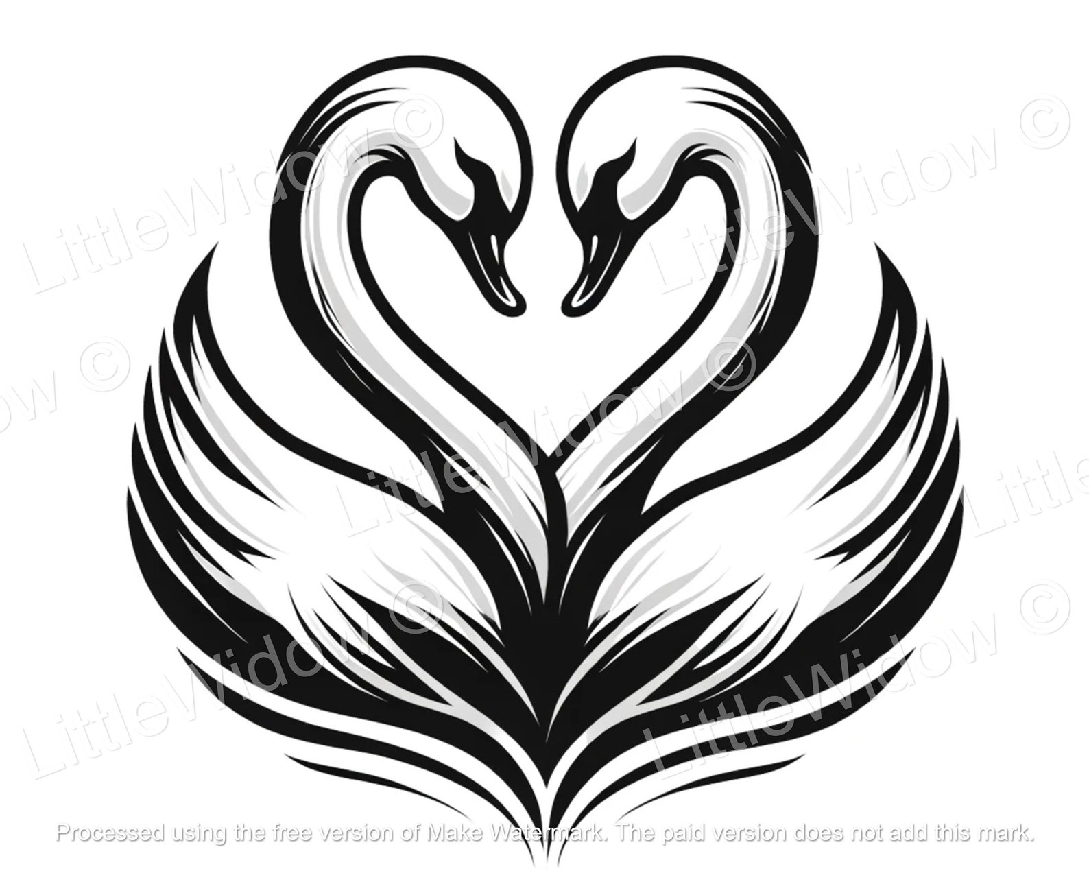 Elegant Swan Pair in Heart Shape - Svg, Png, Eps, Dxf, Pdf File ...