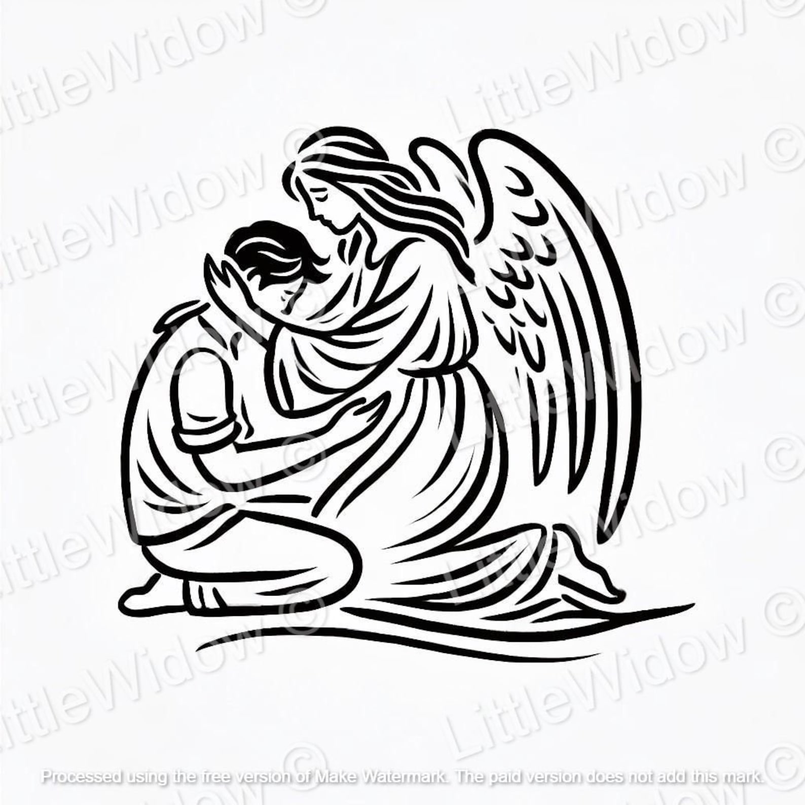 Angel Comforting Person Svg, Heavenly Support Artwork, Christian Vector ...
