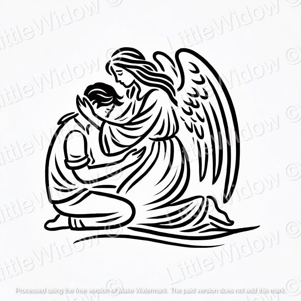Angel Comforting Person Svg, Heavenly Support Artwork, Christian Vector ...