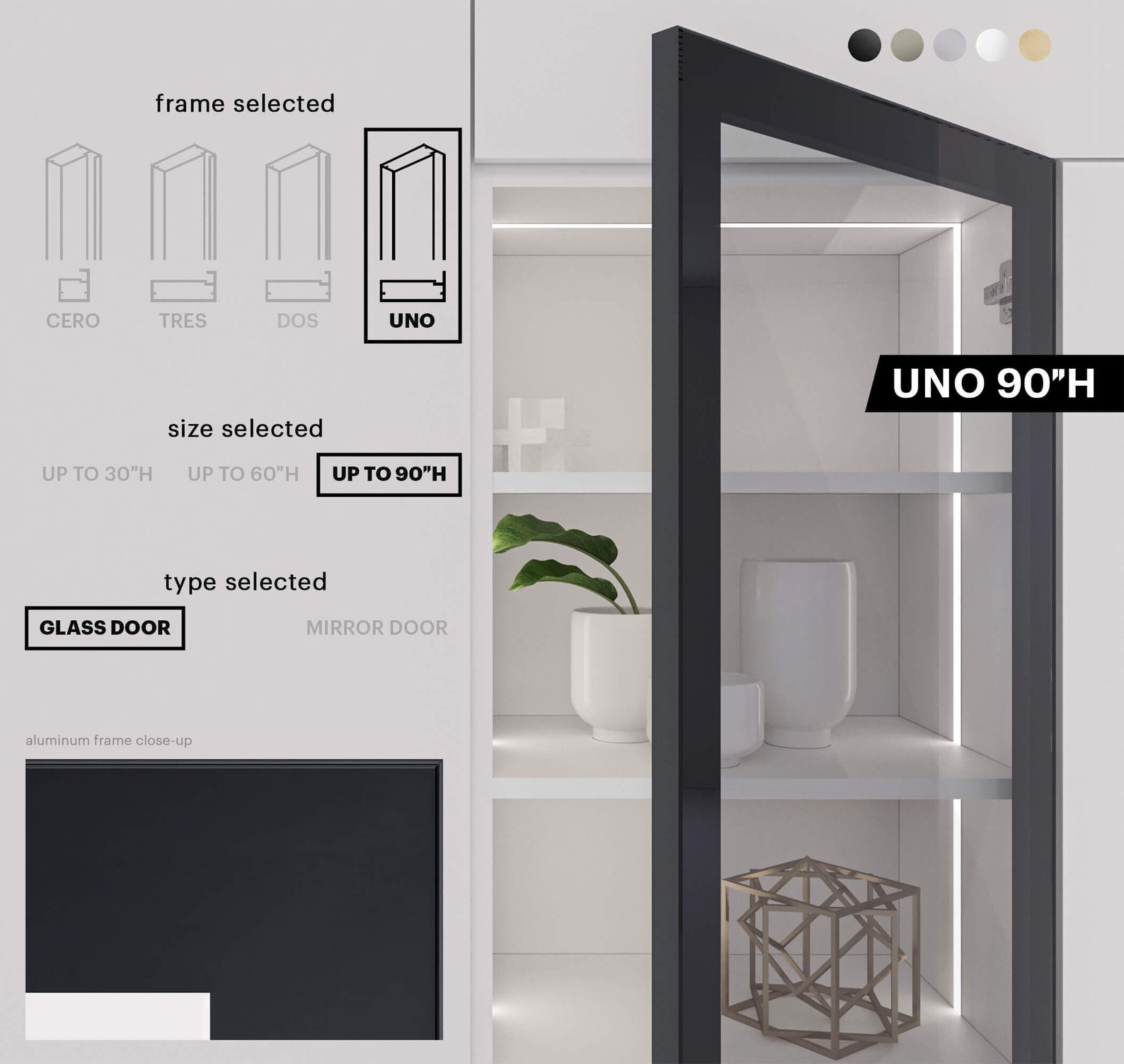Up to 90H UNO Glass Door for Cabinet Custom Aluminum Doors for Existing ...