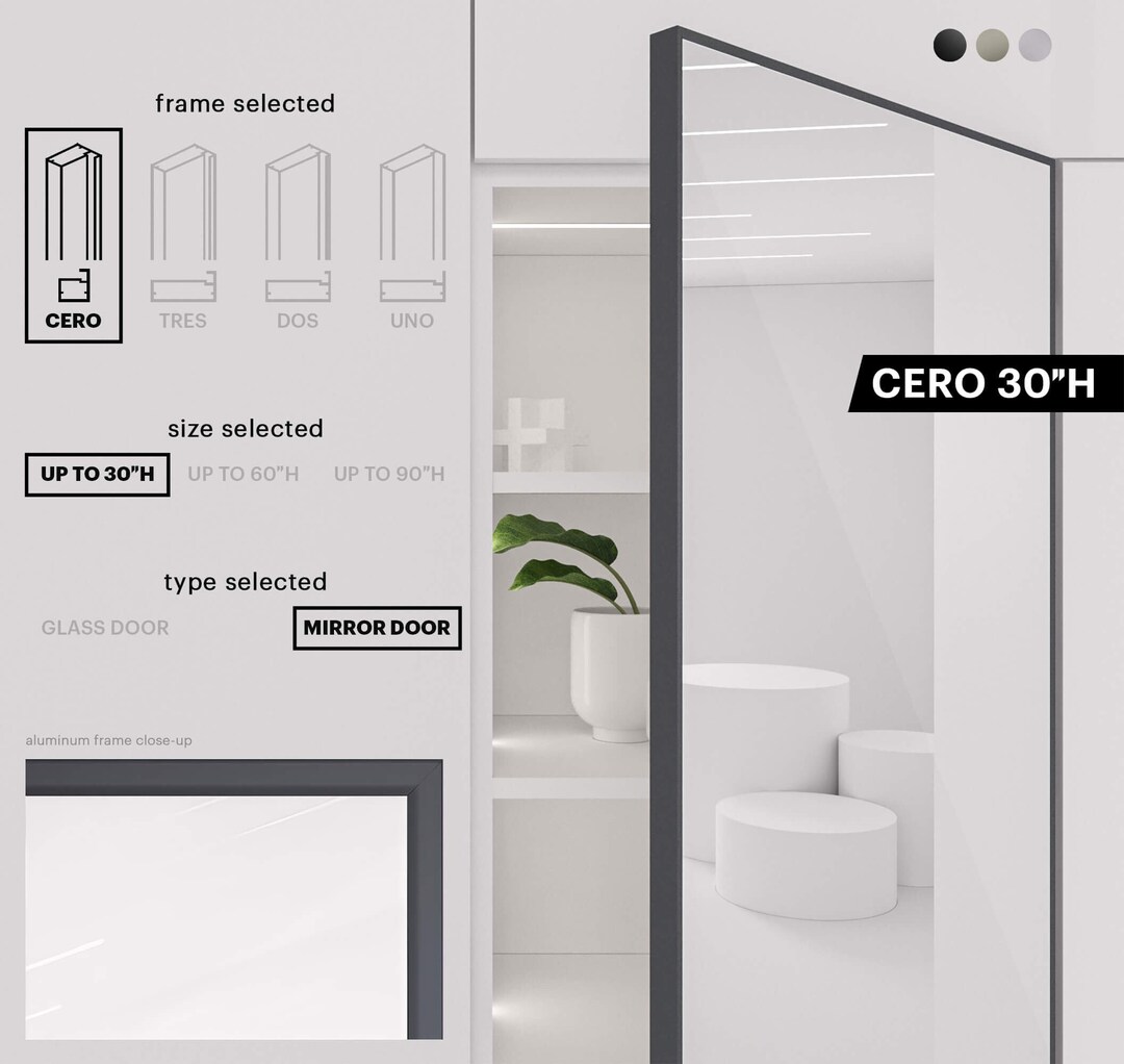 Up to 30H CERO Mirror Door for Cabinet Custom Aluminum Doors for ...