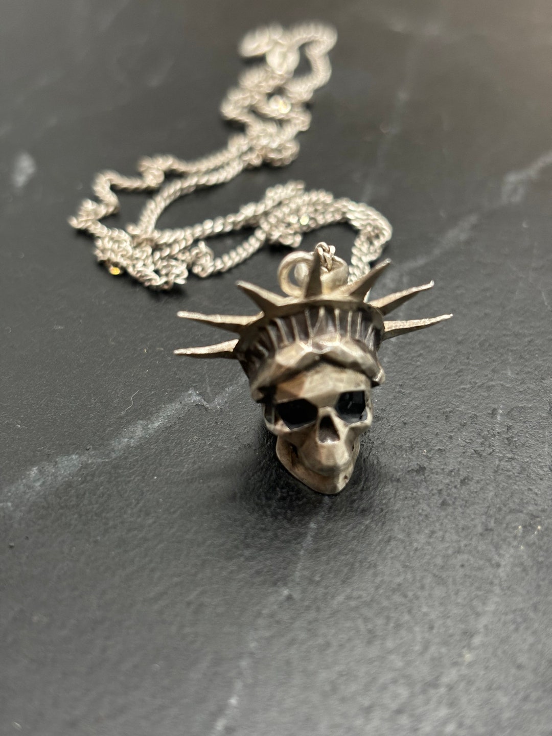 Death of Lady Liberty Necklace Skull Necklace, Statue of Liberty Charm ...