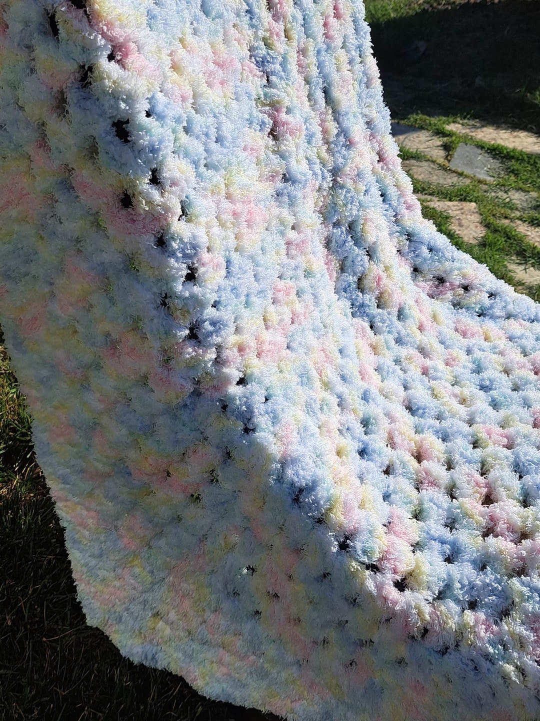 Crocheted Fuzzy Pastel Baby Blanket - Etsy