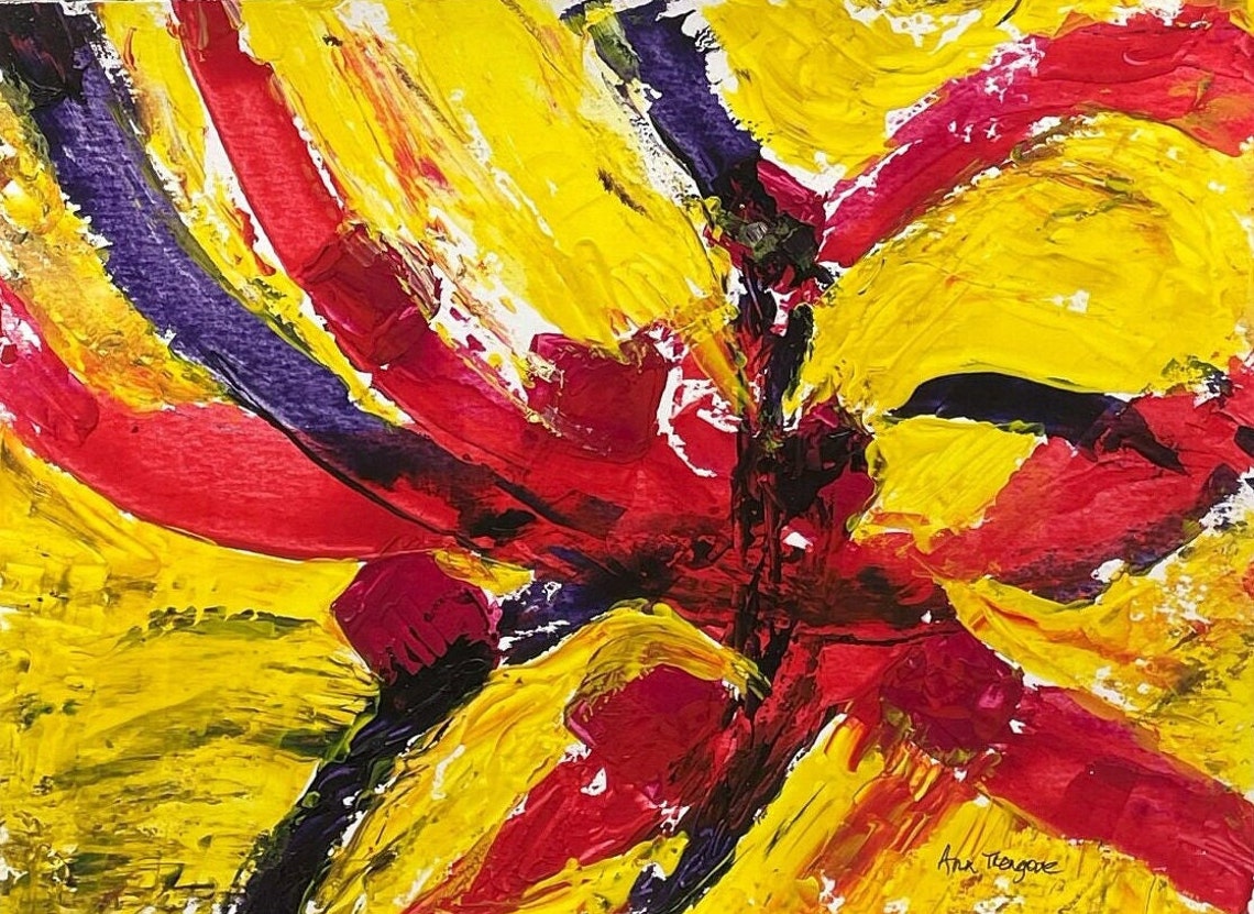 Abstract Original Painting Incl. Custom Professional Frame: Window ...