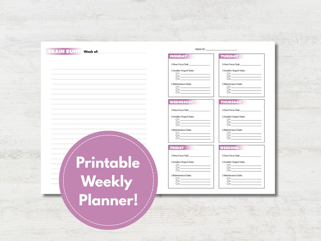 Printable Weekly Planner and Daily Task Manager, Featuring the 333 ...