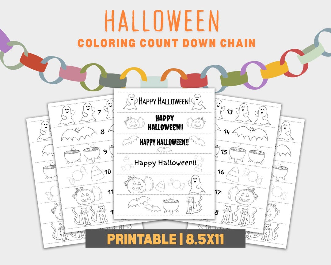 Halloween Count Down Coloring Activity Paper Chain With October ...
