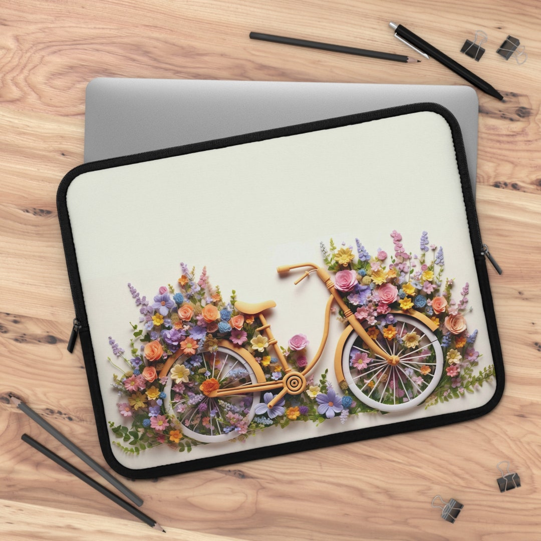 Laptop Sleeve Bike and Flowers Waterproof Case Resistant to Water Oil ...