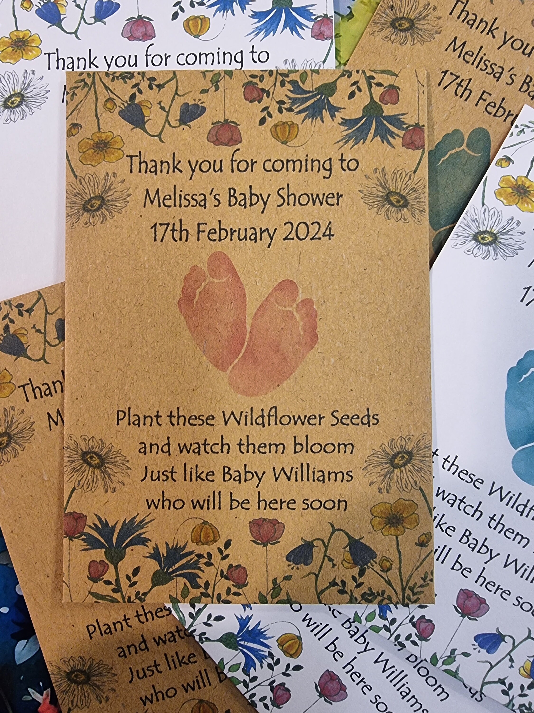 Baby Shower Favours | Seed Packets | Wildflowers | Pink Blue Feet ...
