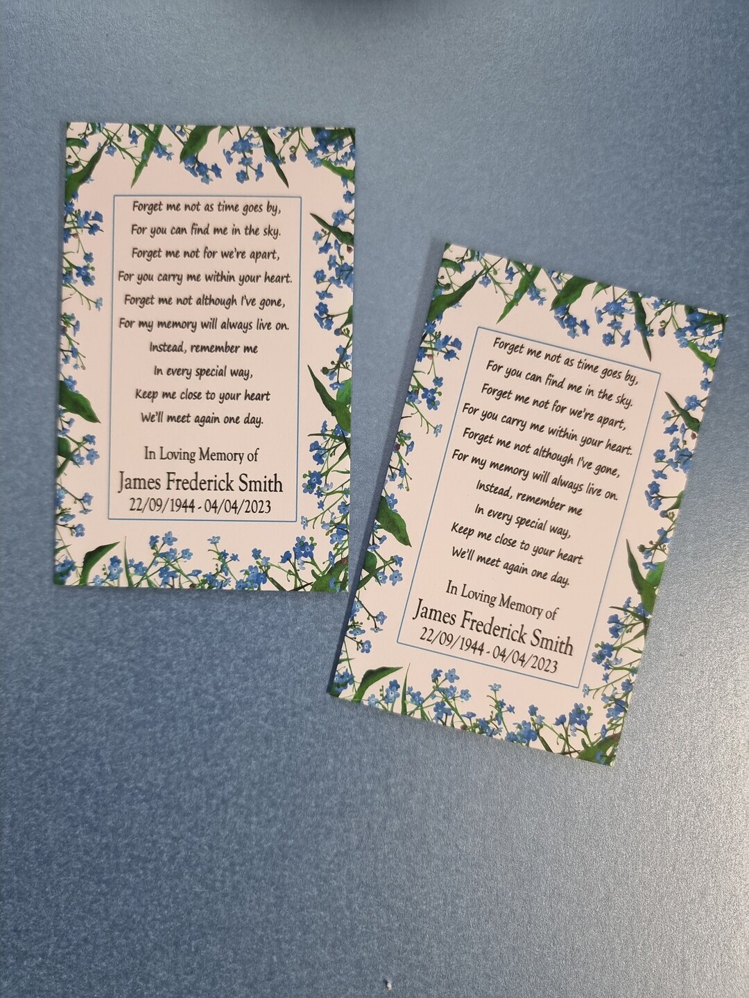 60 X Personalised Forget Me Not Funeral Favours Seed Packets ...