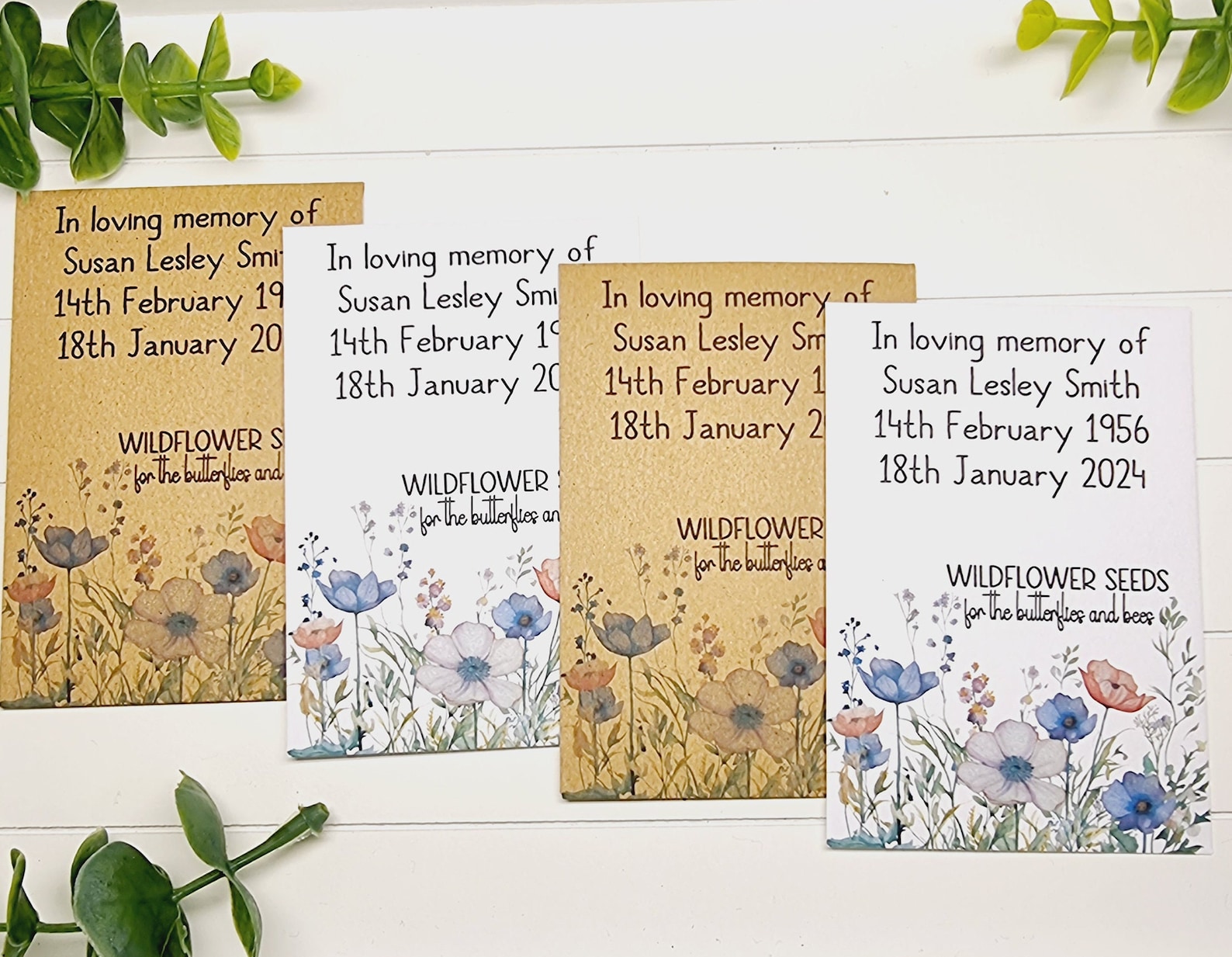 50 Personalised Wildflower Seed Packets Envelopes | Funeral Seed Favors ...