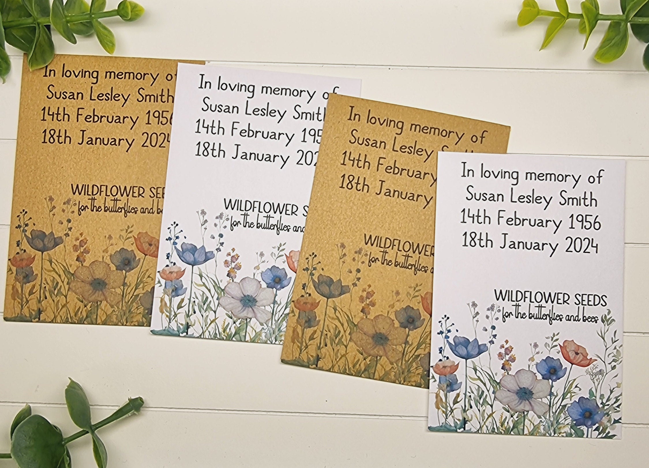 50 Personalised Wildflower Seed Packets Envelopes | Funeral Seed Favors ...