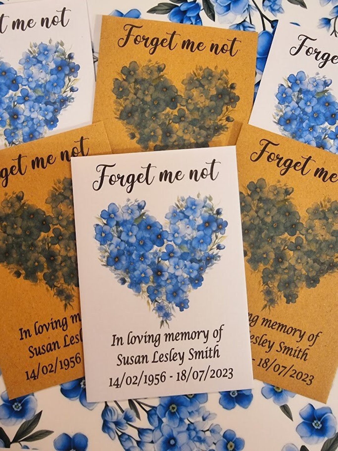 Funeral Favours Flowers Forget Me Not Seed Packets 50 Personalised ...