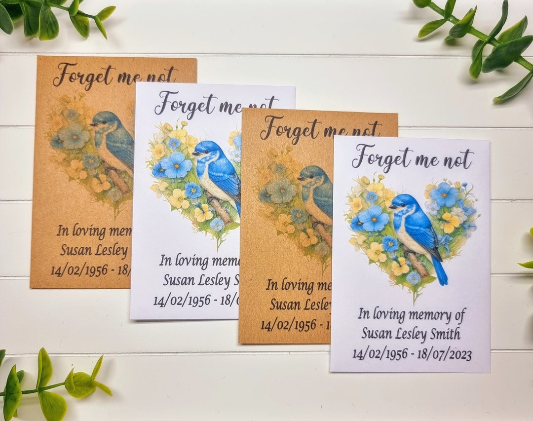 50 Personalised Forget Me Not Seed Packets Envelopes | Funeral Seed ...