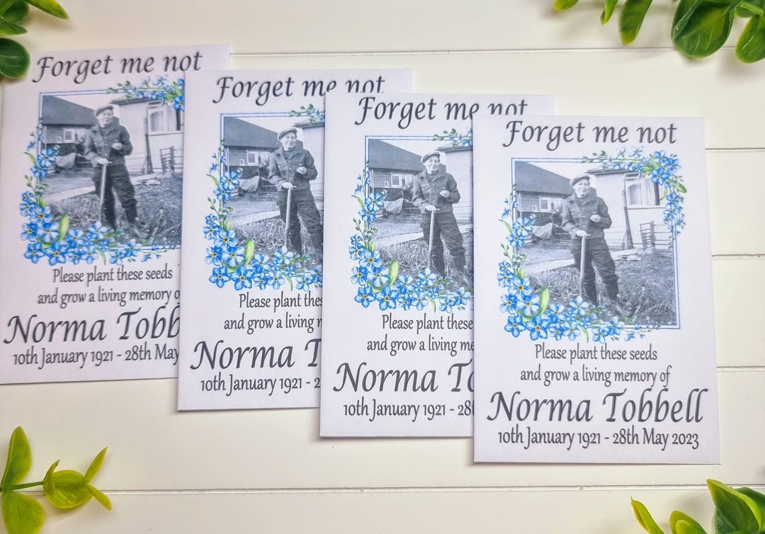 Forget Me Not Seed Packets for Funeral With Photo – Personalised ...