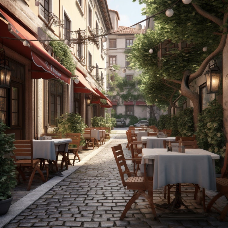 European Cafe Zoom Virtual Background | Street in Europe - Etsy