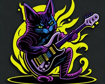 SHREDDER Guitar Cat Digital Sticker / T-shirt Design - Etsy Canada