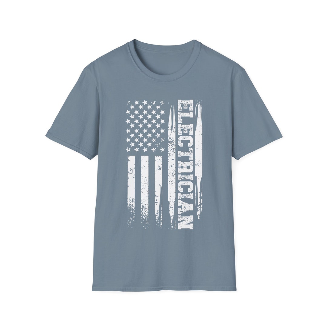 Electrician American Flag Unisex Softstyle T-shirt, Union Electrician ...