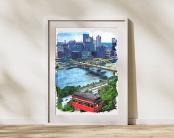 Pittsburgh, PA Icon Watercolor Illustration - Etsy