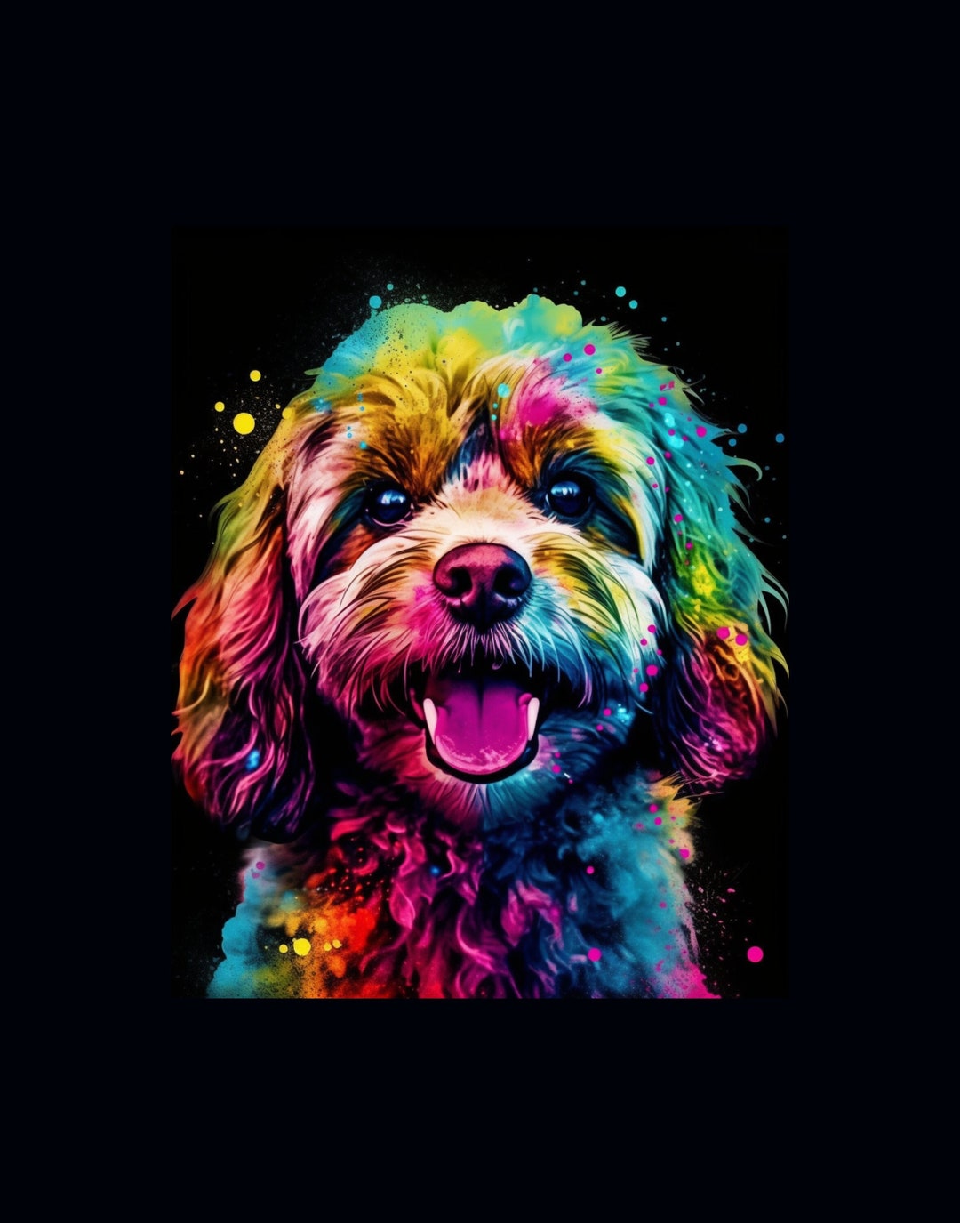 Neon Abstract Cavapoo | All Size PNG Download | Gift for Dog Lovers ...