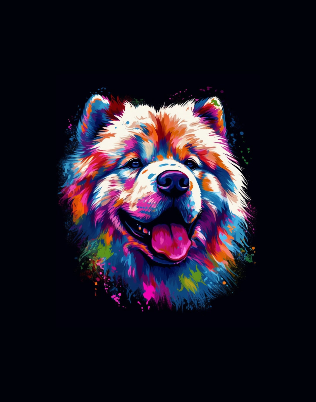 Neon Abstract Chow Chow | All Size PNG Download | Gift for Dog Lovers ...