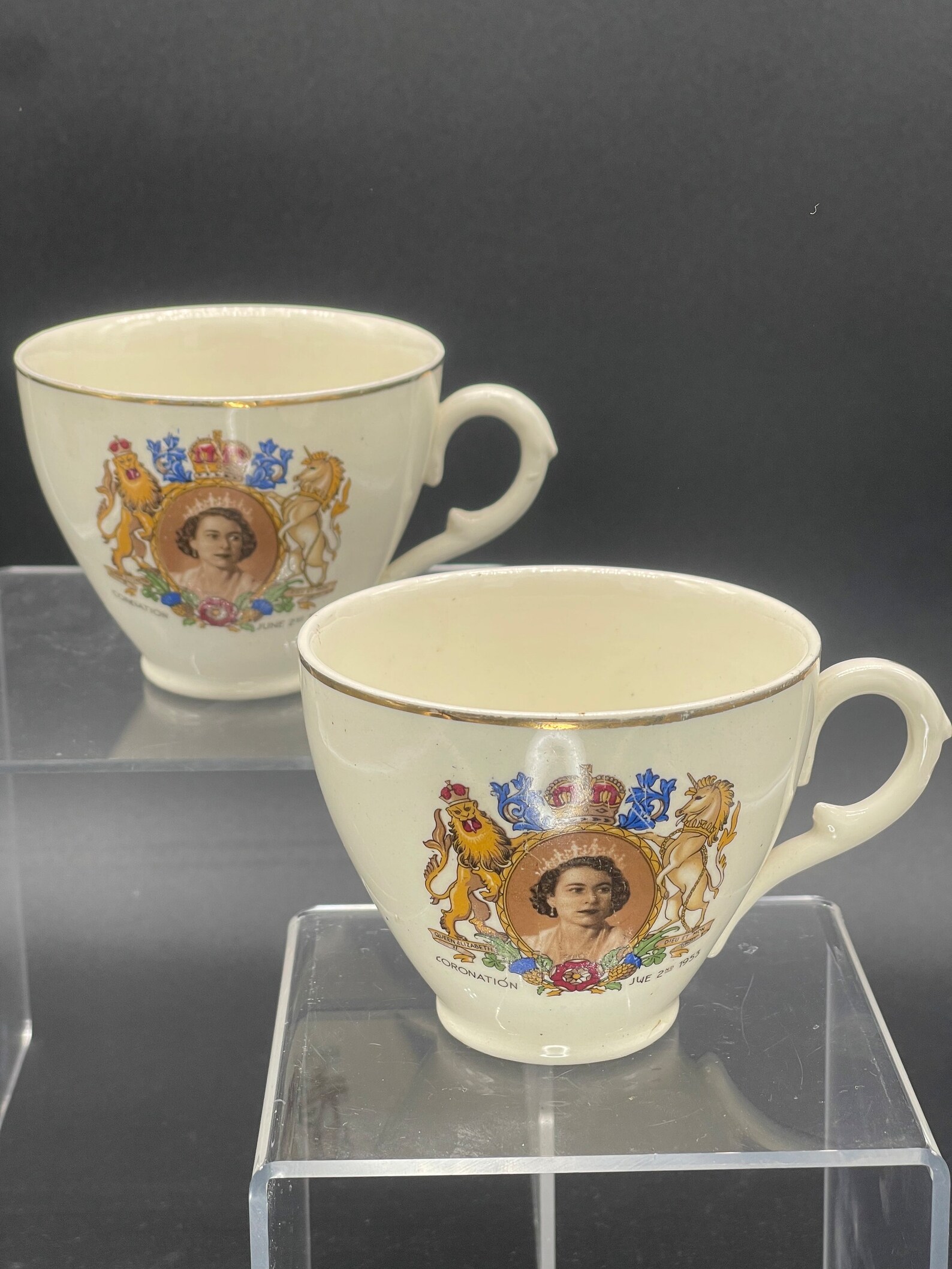 Stunning Pair of Queen Elizabeth II Coronation Cups. 1953. Royal Family ...