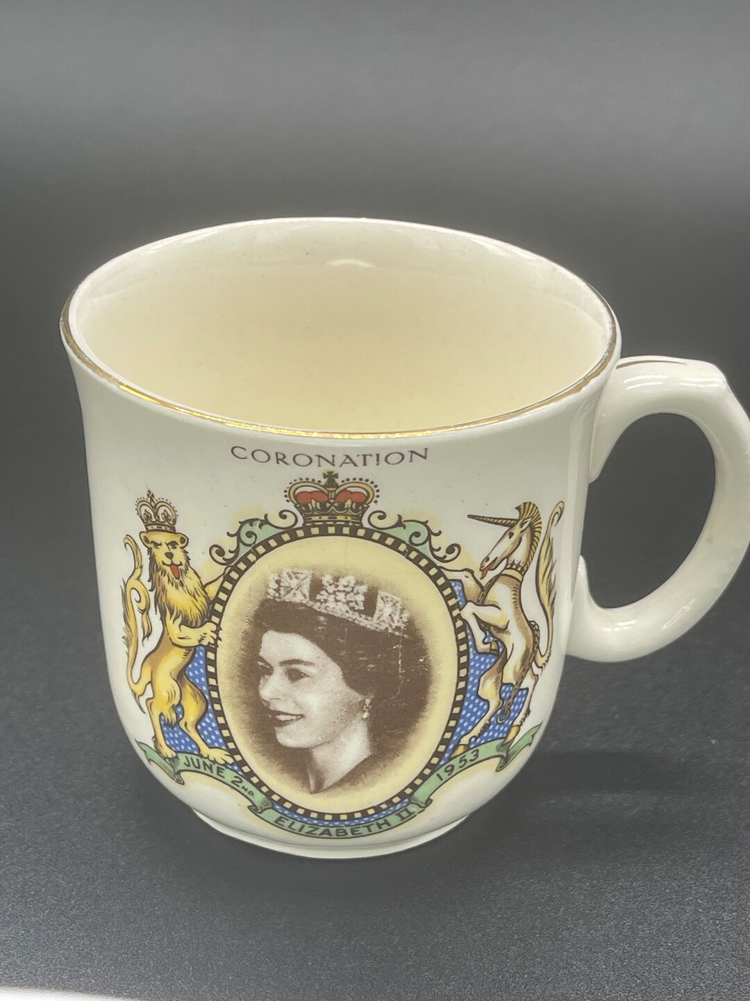 Unique Queen Elizabeth II Coronation Cup. 1953. Sampson Bridgwood ...