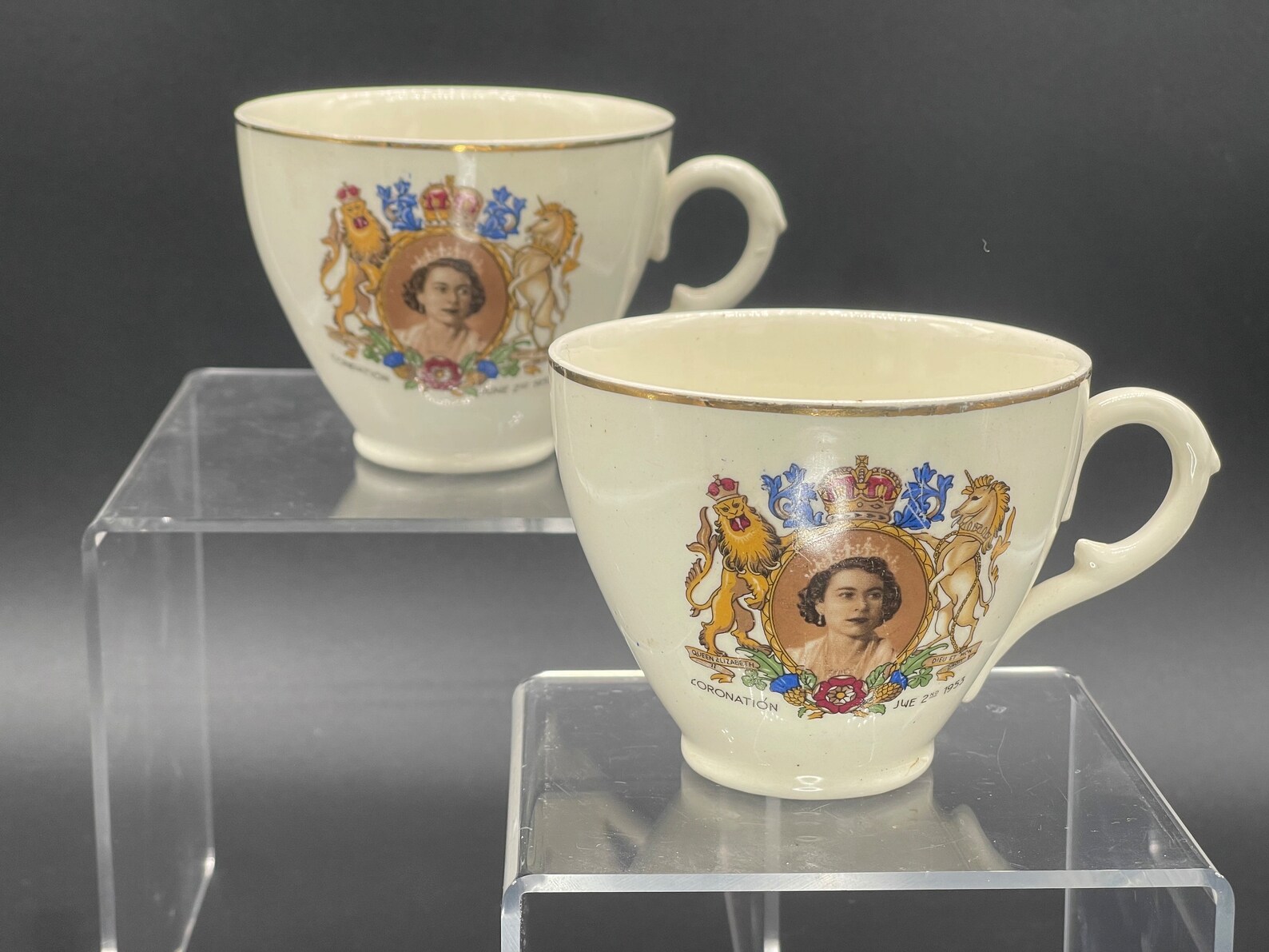 Stunning Pair of Queen Elizabeth II Coronation Cups. 1953. Royal Family ...