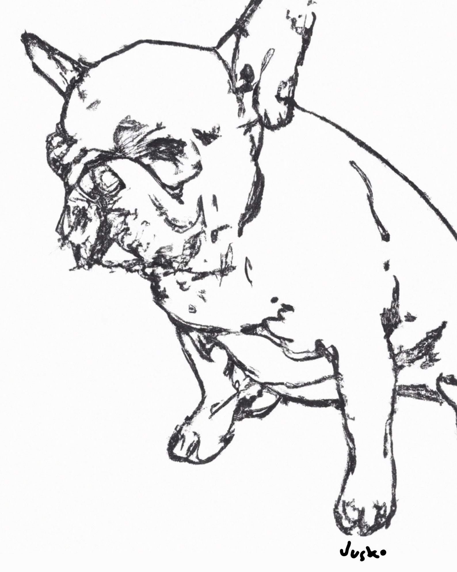 French Bulldog Frenchie Print Modern Minimalist Line Art Black and ...