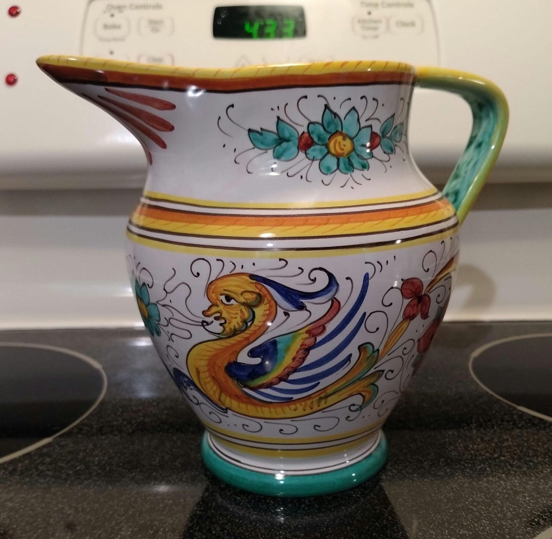 Deruta Italy Hand Painted Raffaellesco Ceramic Pitcher - Etsy