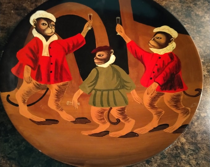 Vintage Scalloped Chinese Decorative Plate Monkey in Turban With ...