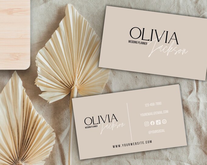 Minimalist Neutral Business Card Template, Chic Business Card, Editable ...