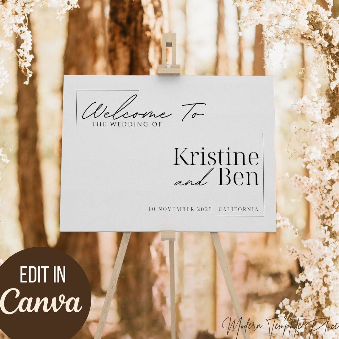 Elegant Wedding Welcome Sign Template Printable Wedding Sign Editable ...