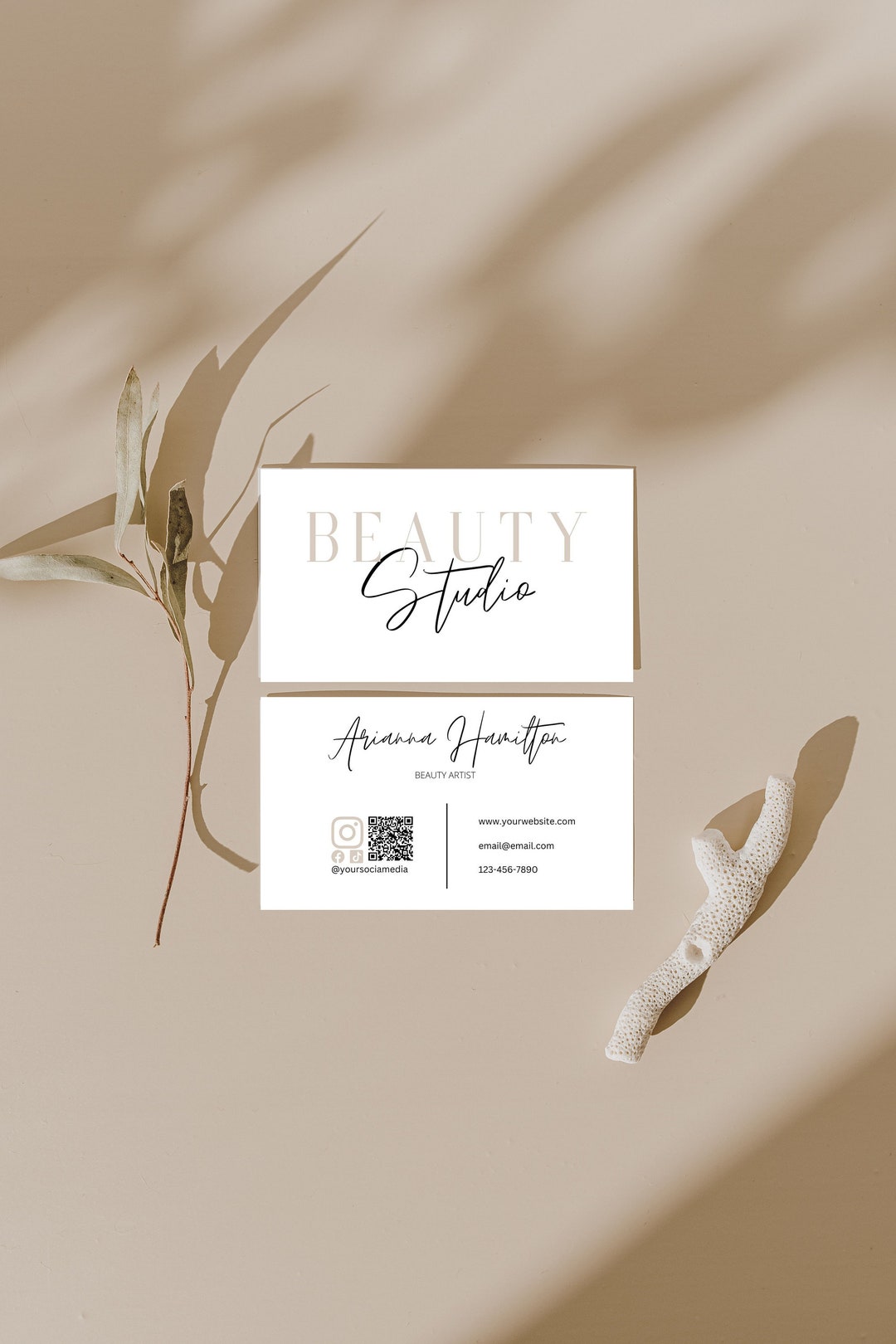 Modern Neutral Business Card Template, Simple Business Card, Business ...