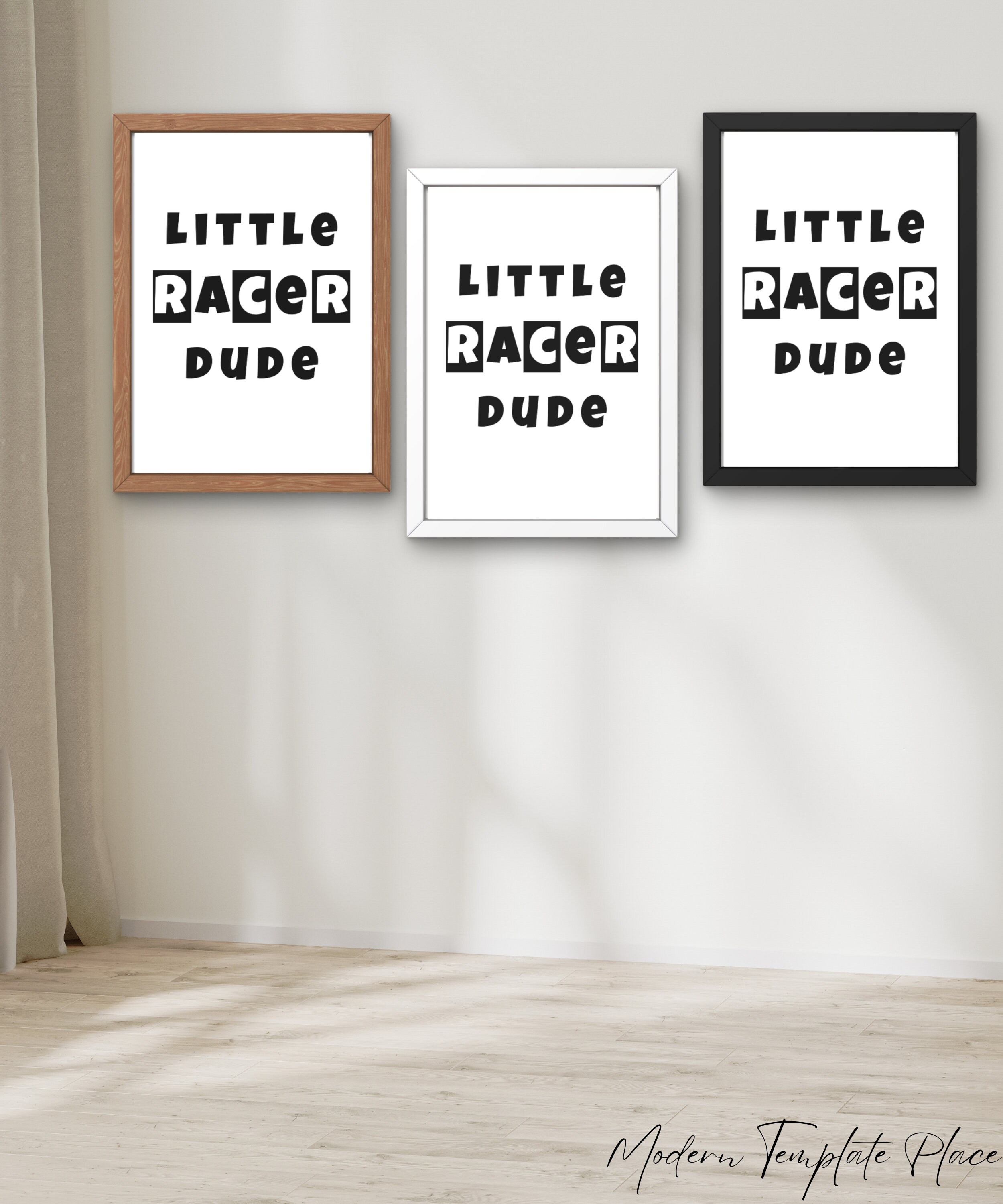 Personalized Name Race Car, Little Dude Boy Gallery Wall Set, Boys Room ...