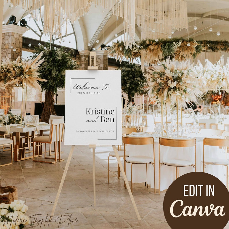 Elegant Wedding Welcome Sign Template Printable Wedding Sign Editable ...