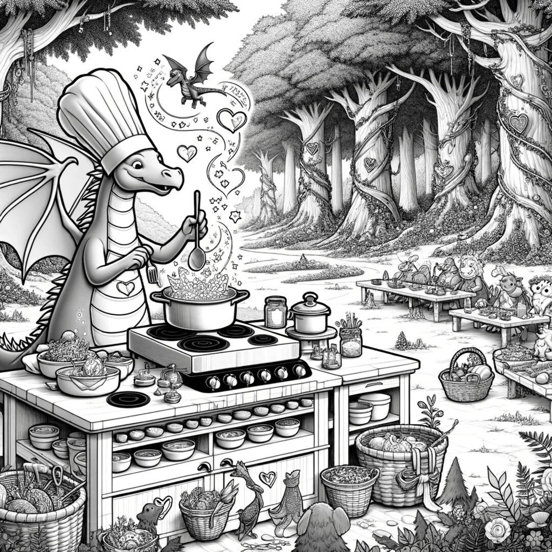 Dragon Chef Fantasy Art Print SVG, Png, Eps, Dxf, Pdf, Digital Cut File ...