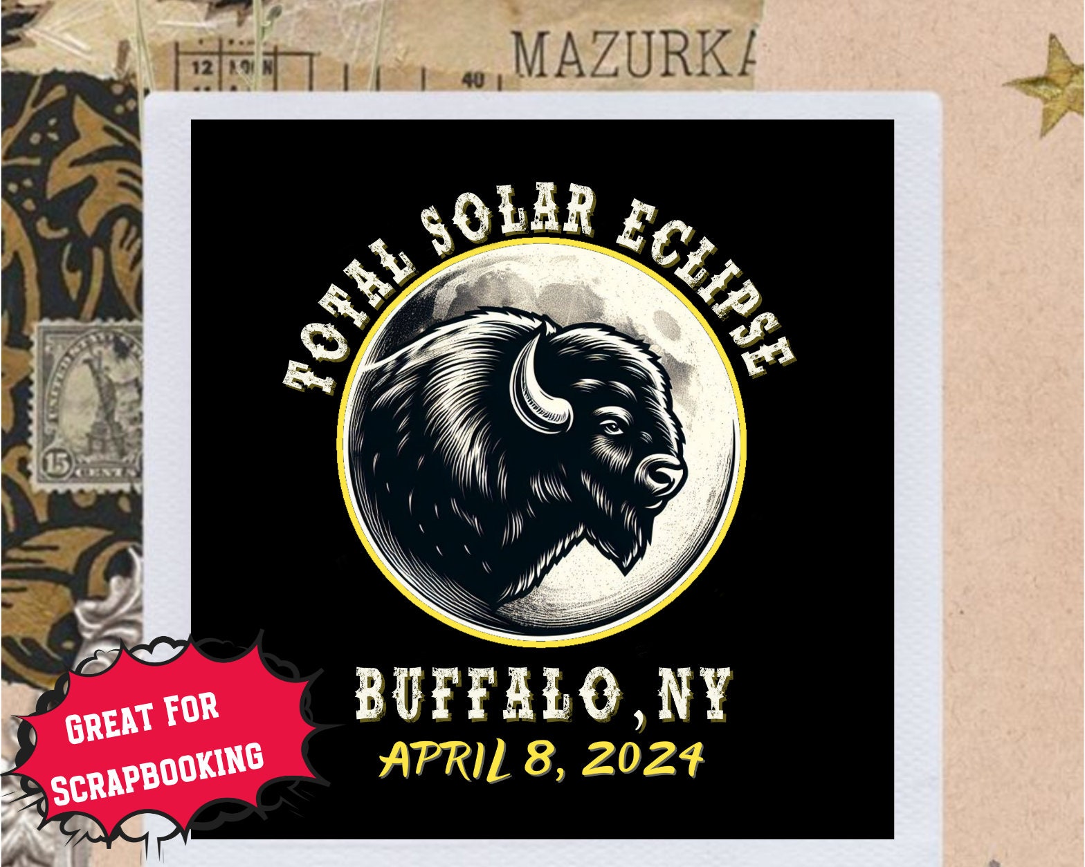 Buffalo Total Solar Eclipse 2024 SVG Path of Totality April 8 2024 ...