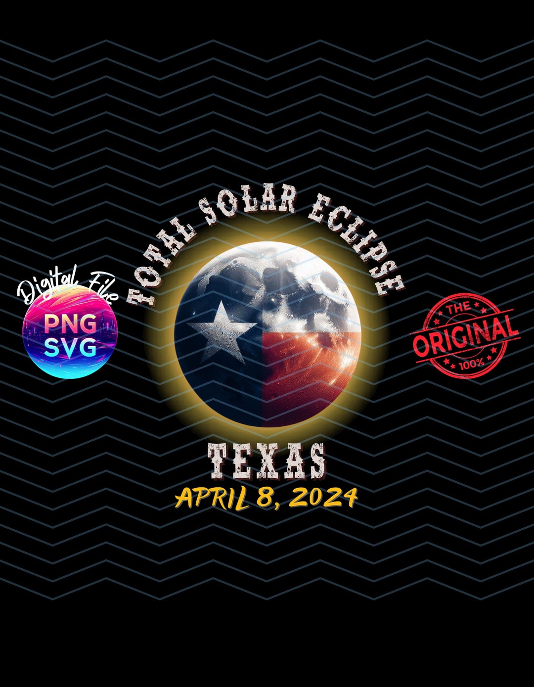 Texas Total Solar Eclipse 2024 SVG Path of Totality April 8 2024 ...