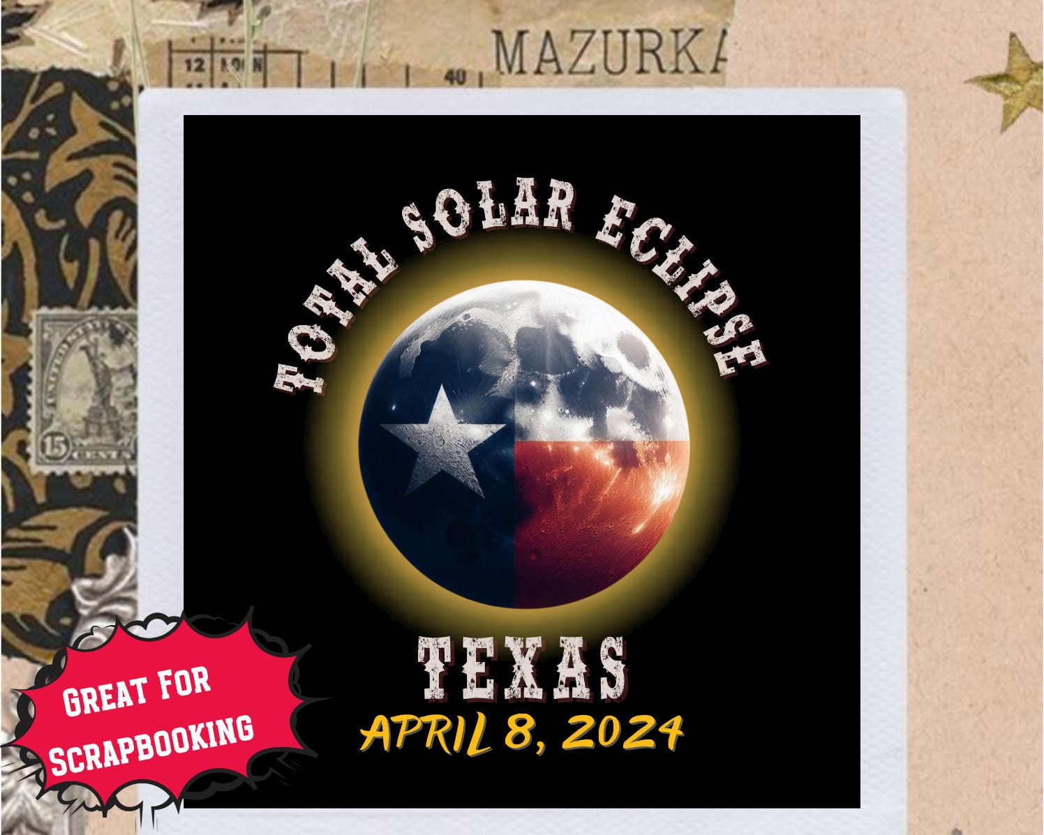 Texas Total Solar Eclipse 2024 SVG Path of Totality April 8 2024 ...