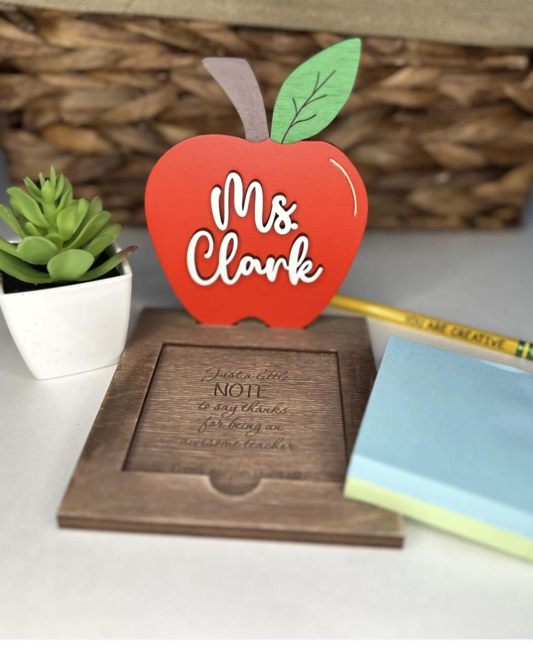 Personalized 2 Pc Apple Sticky Notepad Holder - Etsy