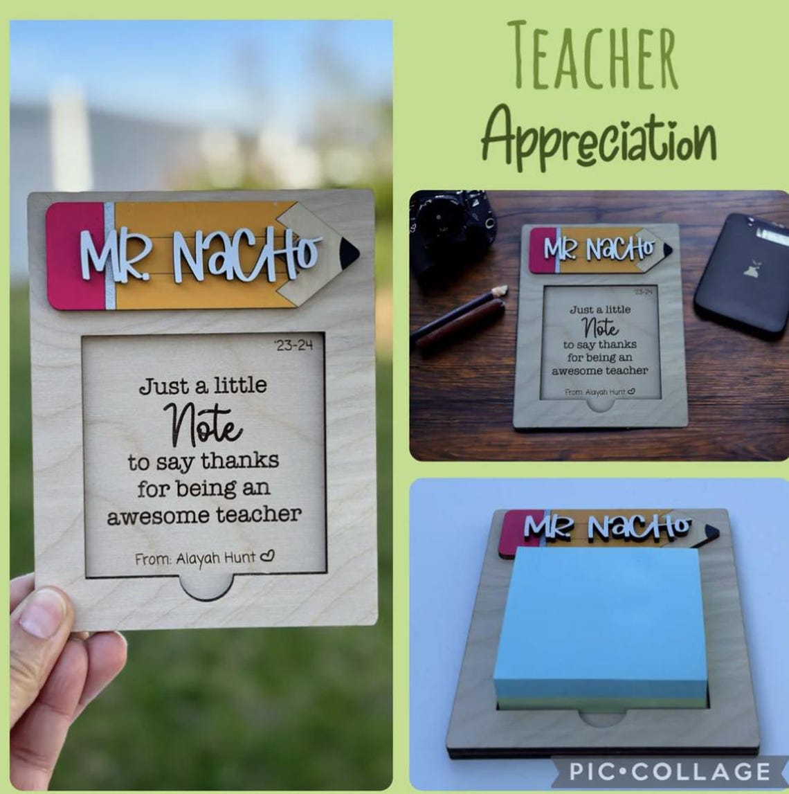 Personalized Pencil Sticky Notepad Holder - Etsy