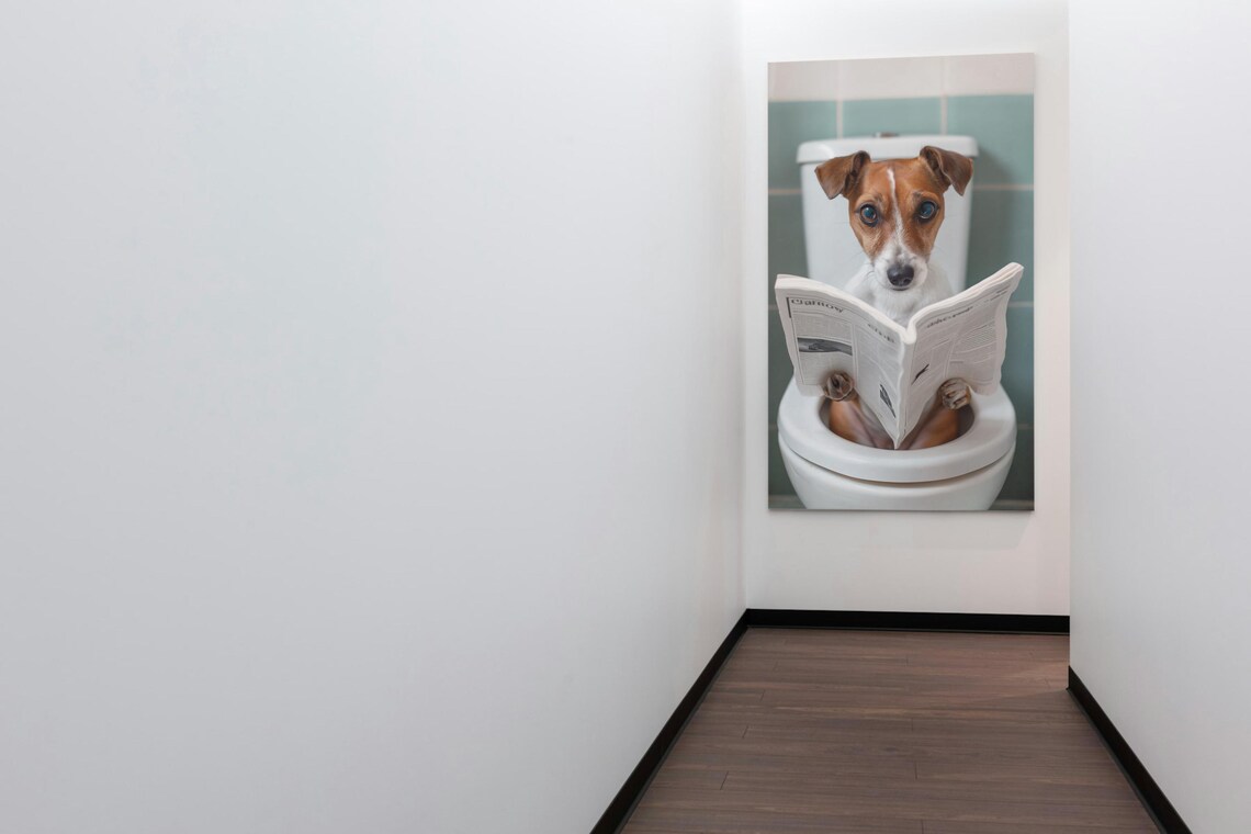 Digital Download: Cheerful Jack Russell Dog Portrait Reading Newspaper ...