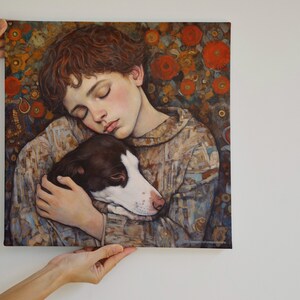 Boy With Dog Art Print, Digital Art Print, Museum Poster, Wall Decor ...