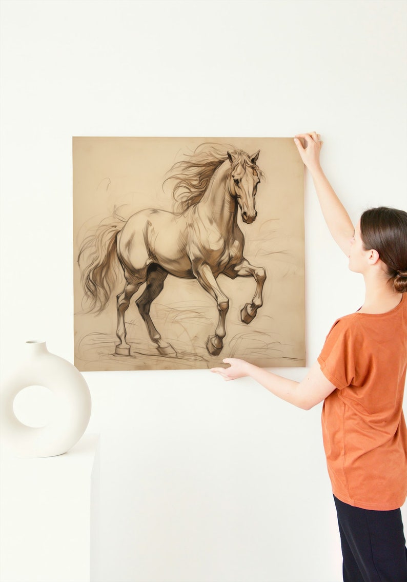 Printable Vintage Horse Drawing, Minimalist Horse Sketch, Antique Horse ...