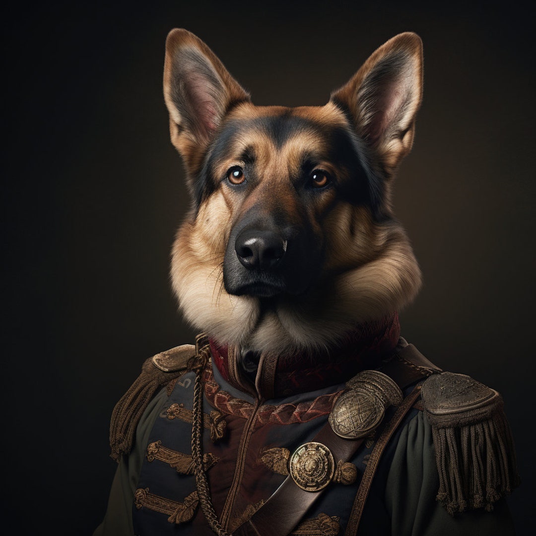 4 German Shepherds, Royal Pet Portraits, Renaissance Pet Painting ...